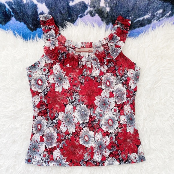 Vintage | Tops | Lvl X 9s Vintage Floral Sheer Mesh Ruffle Tank | Poshmark